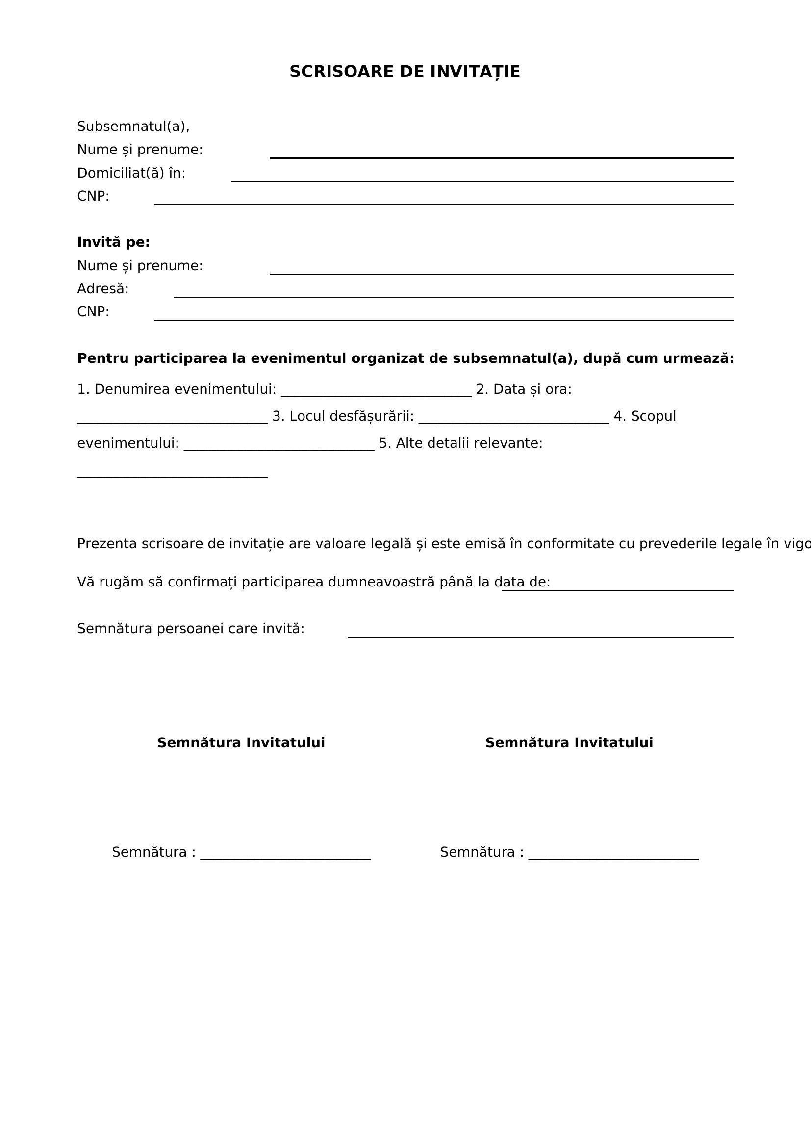 Scrisoare Invitatie Model